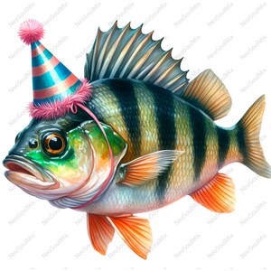 20 Bass Fish, Funny Bass Fish,watercolor Bass, Birthday Fish, Party ...