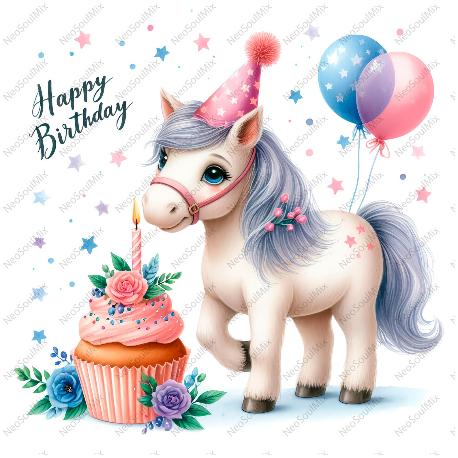 24 Horse Birthday Clipart | Birthday Horse Clipart Bundle | Printable ...