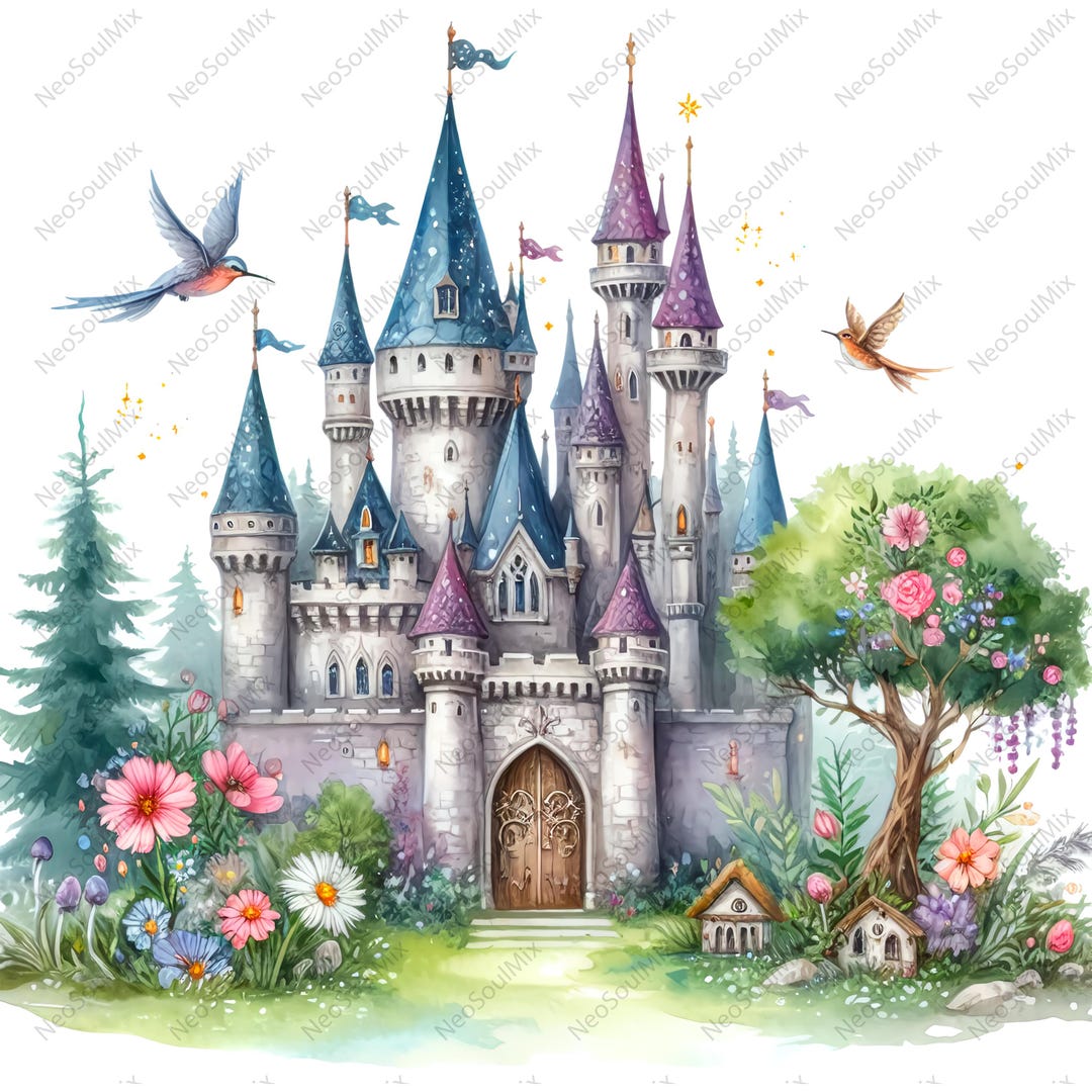 22 Princess Castle Clipart | Fairy Castle | Printable Watercolor ...