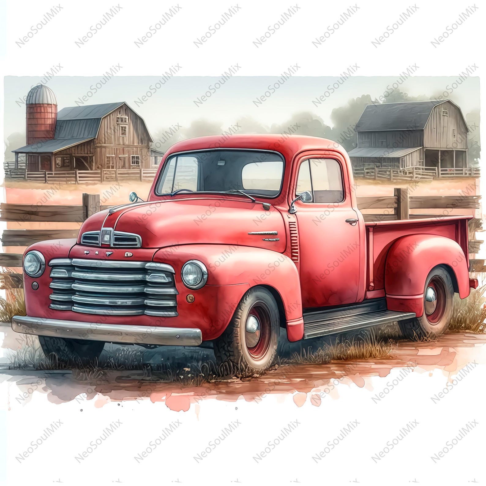 23 Rustic Red Farm Truck Clipart | Old Farm Truck | Printable ...