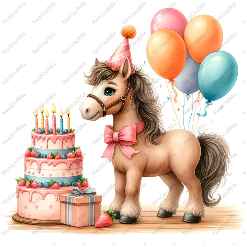 24 Horse Birthday Clipart | Birthday Horse Clipart Bundle | Printable ...