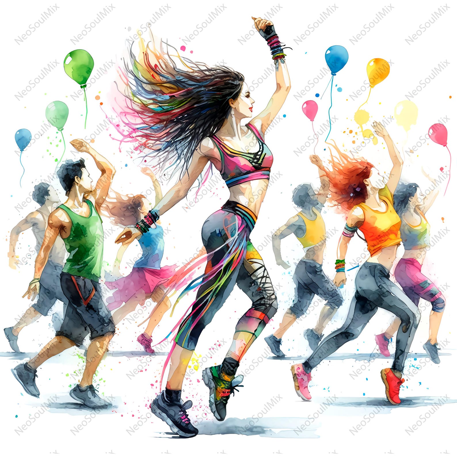 22 Zumba Clipart | Zumba Dance | Printable Watercolor Clipart | High ...