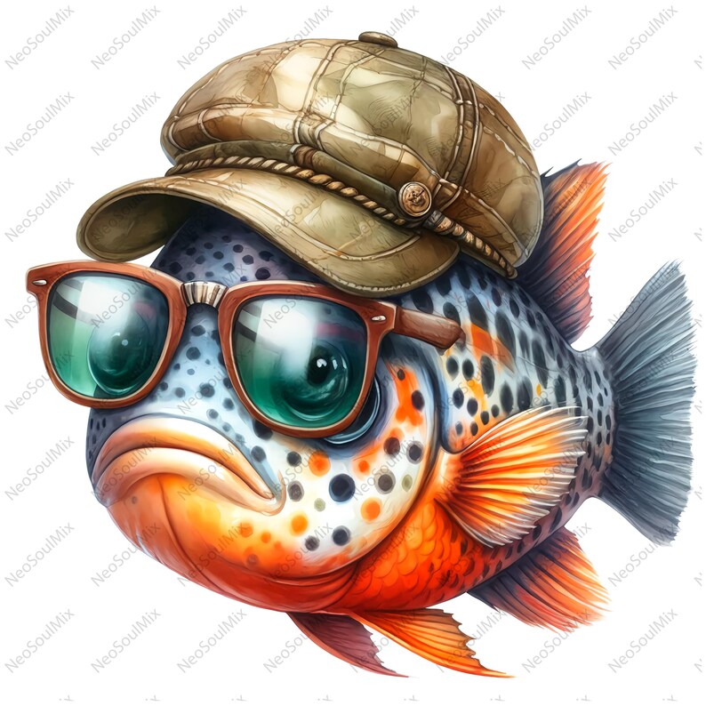 22 Funny Fish Clipart | Fish Clipart | Printable Watercolor Clipart ...
