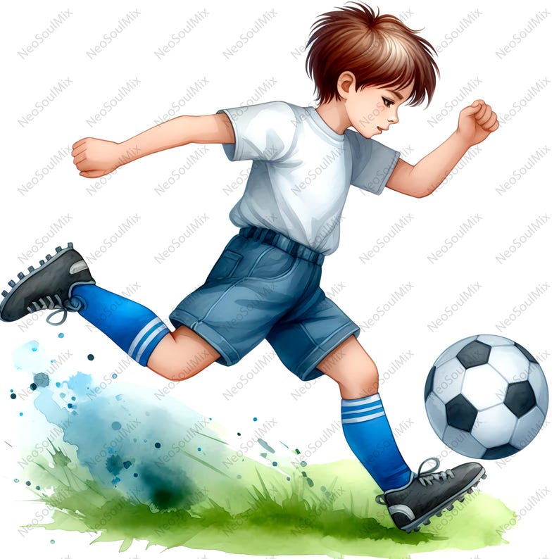 20 Soccer Boy Clipart | Kids Playing Sports Illustration | Printable ...