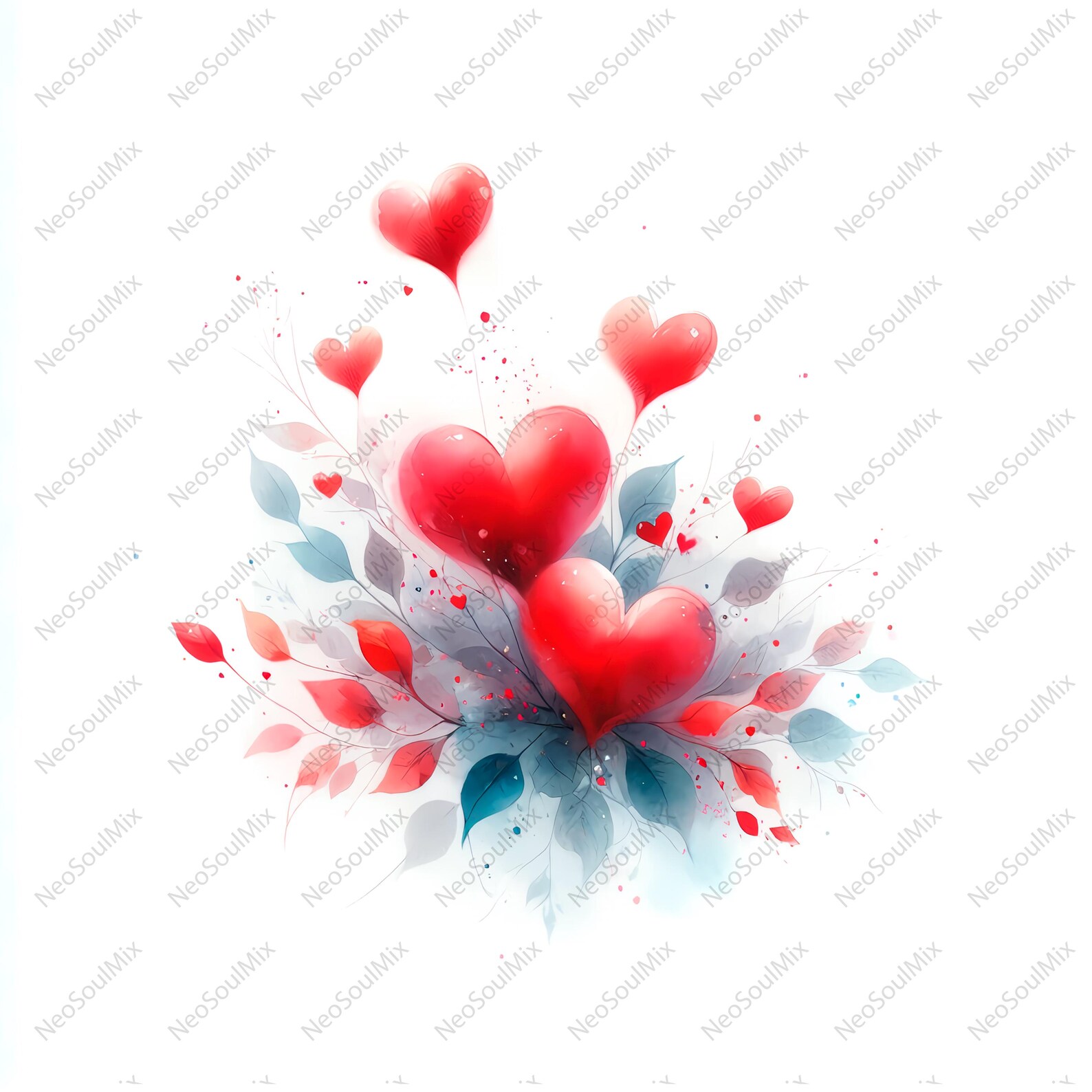 22 Cute Heart Clipart | Valentine’s Day Designs | Digital Watercolor ...