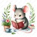 18 Mouse With Books Clipart | Mouse Bedroom | Printable Watercolor ...
