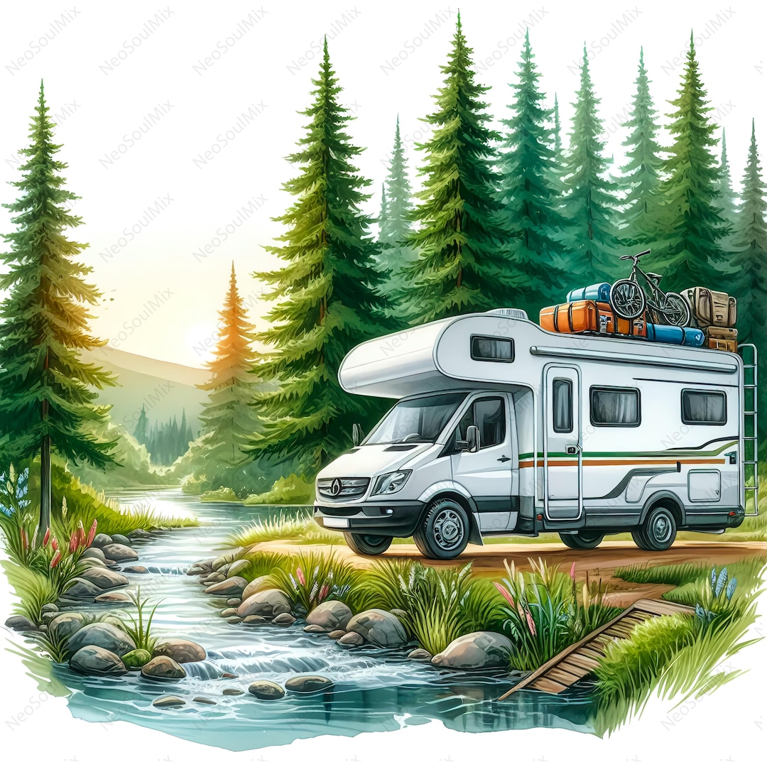 20 Camper Clipart JPGs, Wohnmobil Clipart, Camping Clipart, Wald, Zelt ...
