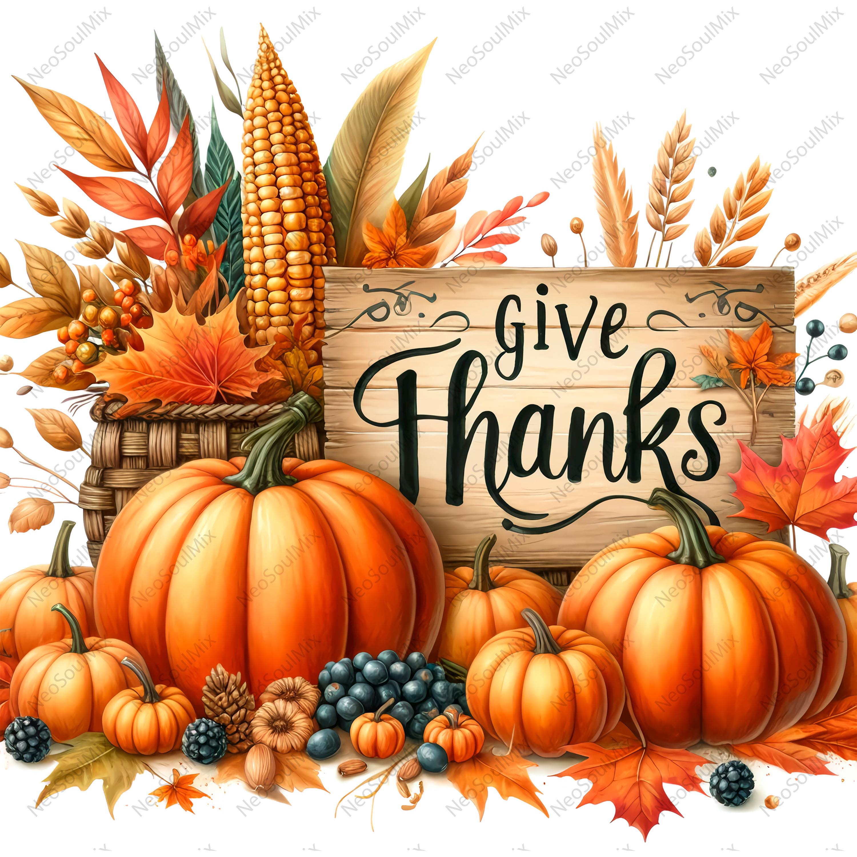 16 Fall Thanksgiving Clipart | Autumn Harvest | Printable Watercolor ...