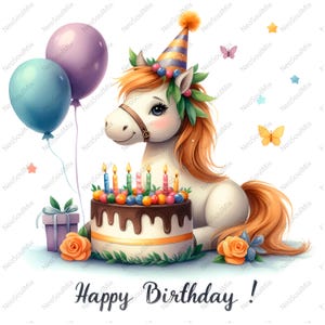 24 Horse Birthday Clipart | Birthday Horse Clipart Bundle | Printable ...