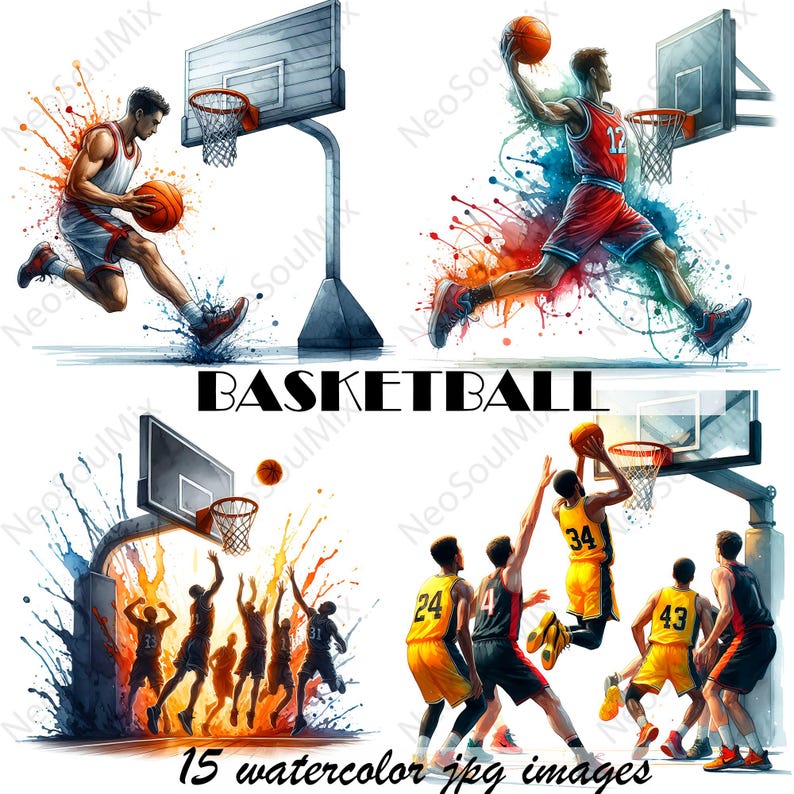 15 Watercolor Basketball Clipart | Sports Basketball | Printable ...