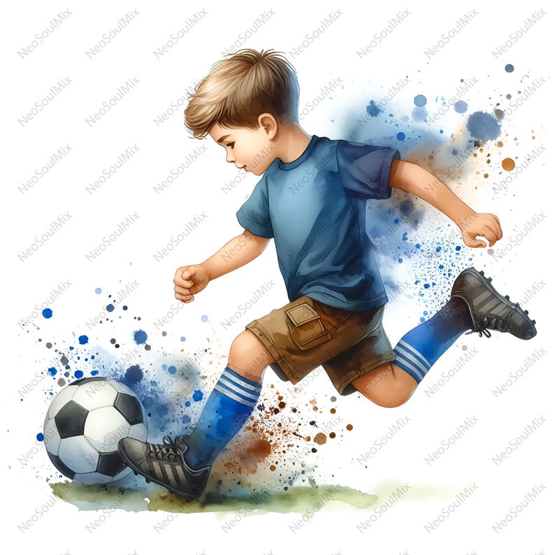 20 Soccer Boy Clipart | Kids Playing Sports Illustration | Printable ...