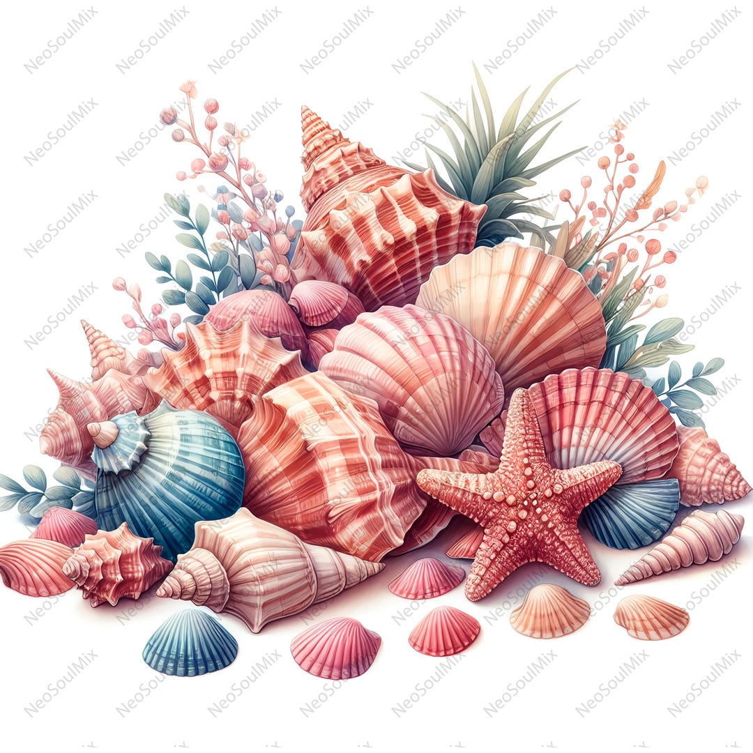 23 Sea Shells Clipart | Seashell Clipart | Printable Watercolor Clipart ...