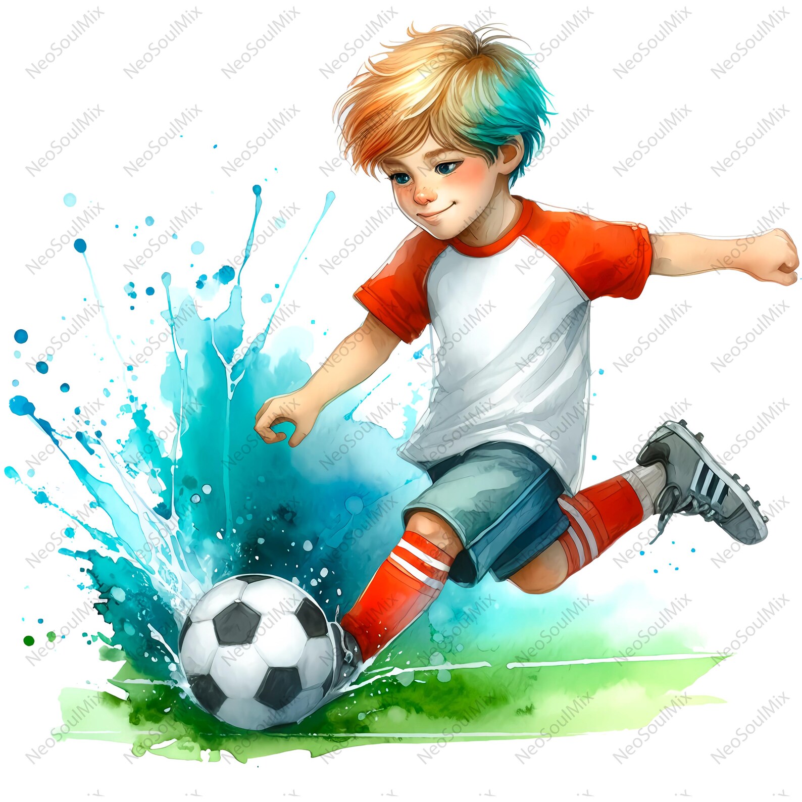 22 Soccer Boy Clipart | Kids Playing Sports Illustration | Printable ...