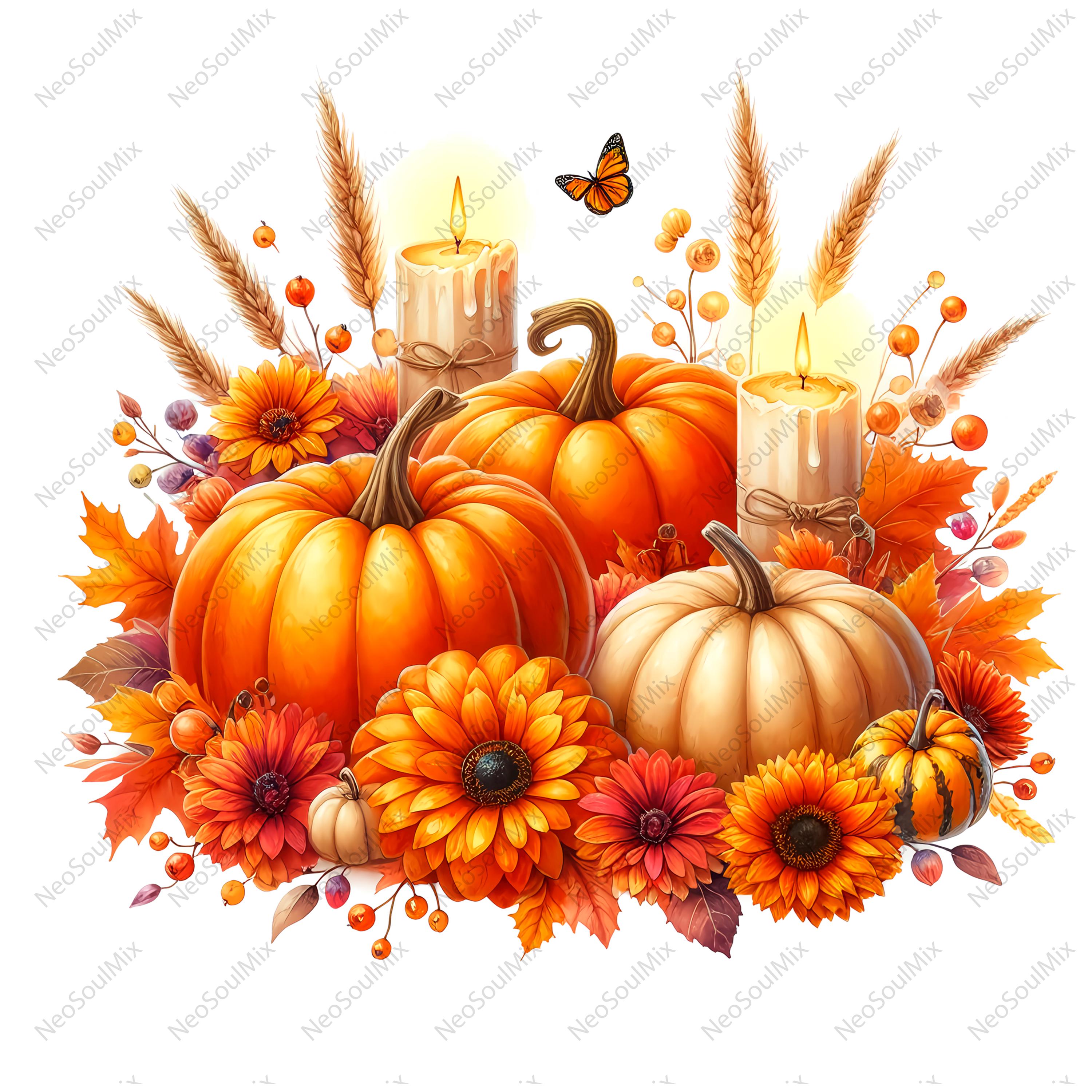 15 Fall Thanksgiving Clipart | Autumn Harvest | Printable Watercolor ...