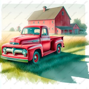 23 Rustic Red Farm Truck Clipart | Old Farm Truck | Printable ...