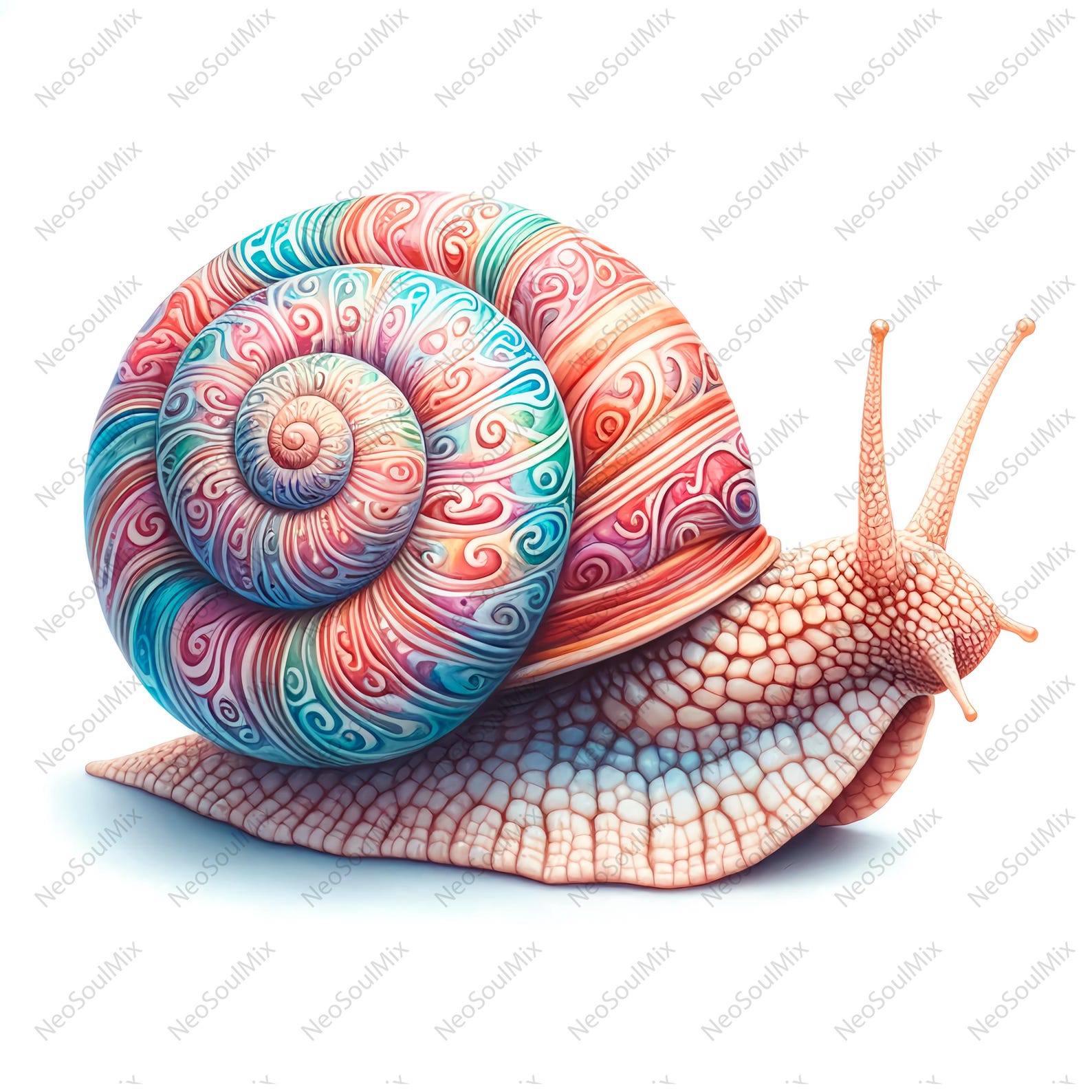 26 Snail | Folk Art Snail Clipart | Whimsical Snail Illustrations ...