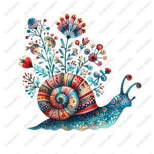 25 Folk Art Snail Clipart | Whimsical Snail Illustrations | Folk Decor ...