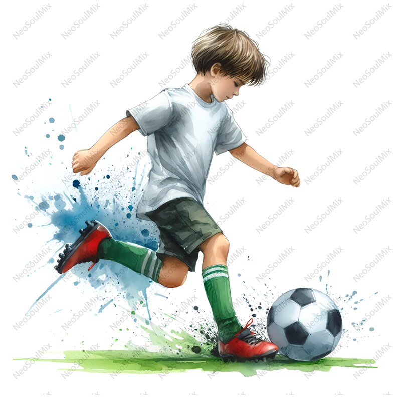 22 Soccer Boy Clipart | Kids Playing Sports Illustration | Printable ...