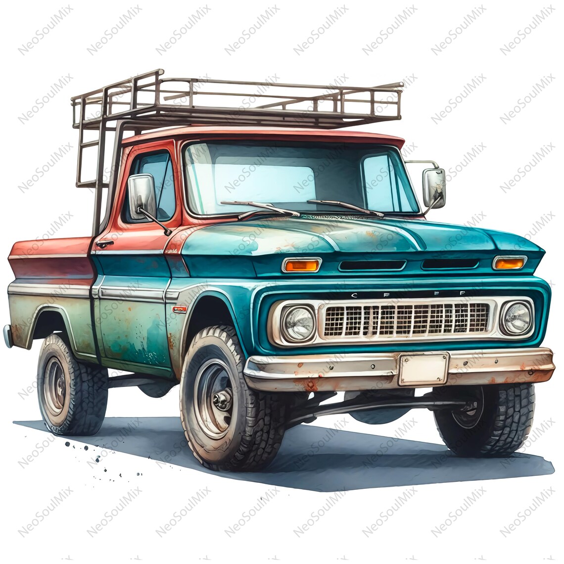 22 Pickup Trucks Clipart | Vintage Pickup Trucks | Printable Watercolor ...