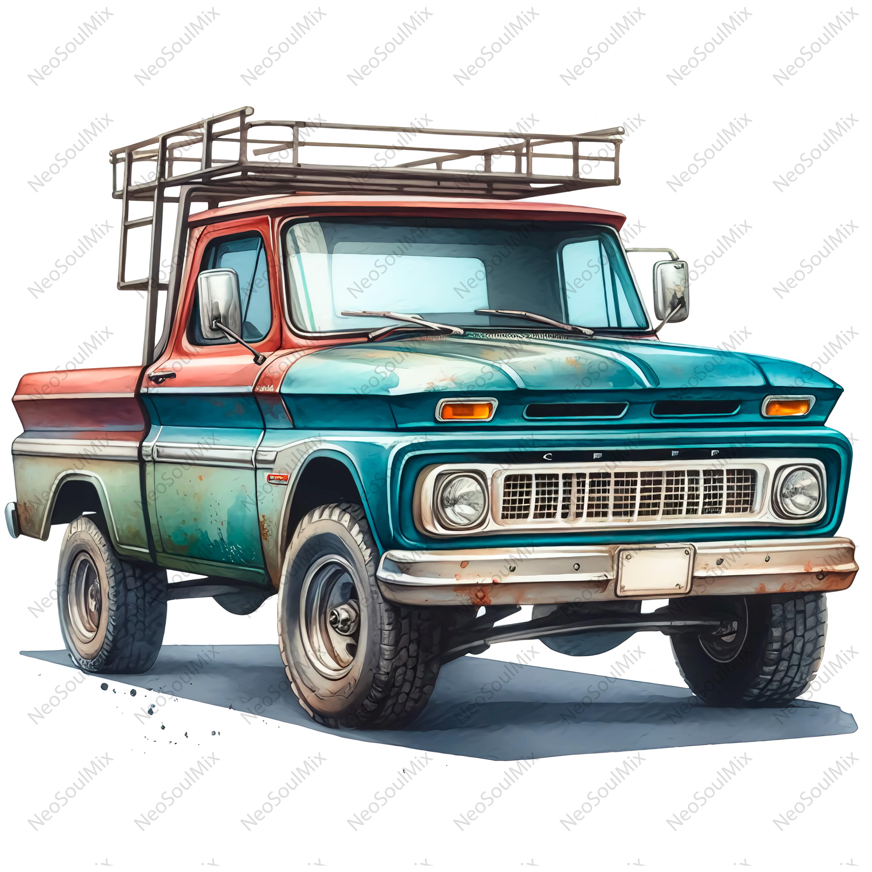 22 Pickup Trucks Clipart | Vintage Pickup Trucks | Printable Watercolor ...