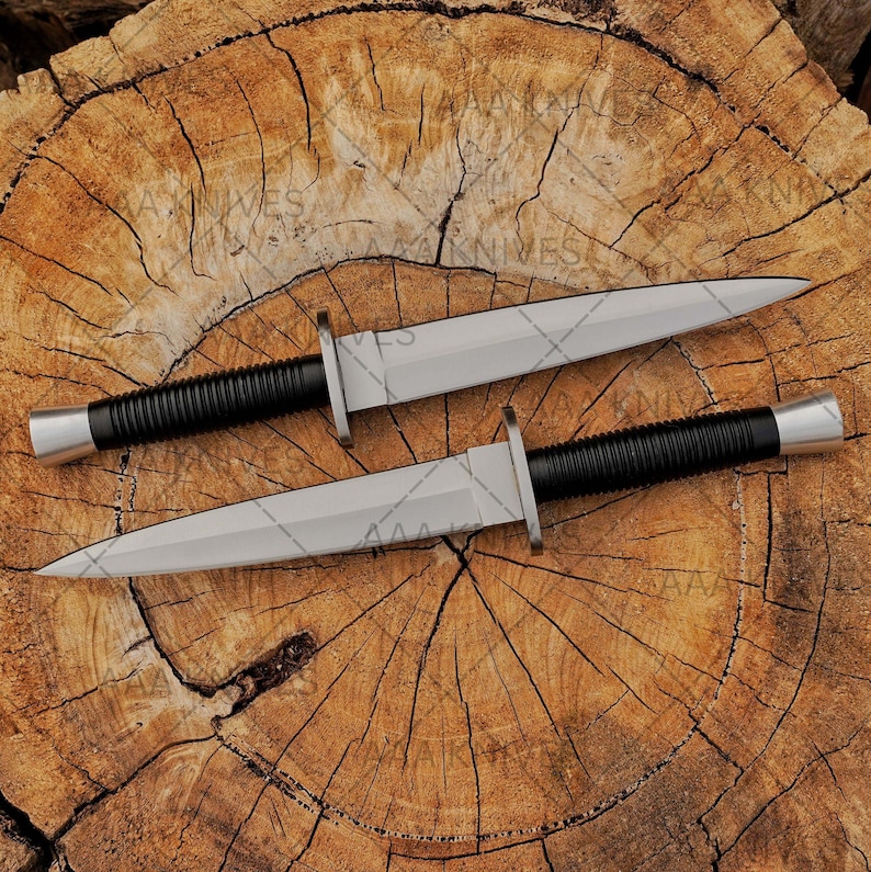 Lot of 2 Handmade Sykes Fairbairn Daggers, High Carbon Steel Knife With ...