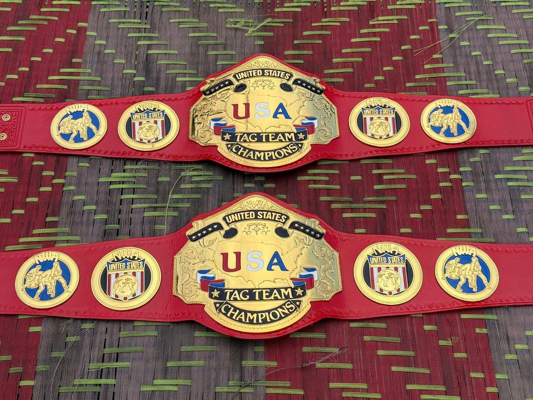 NWA Championship Replica Belts (pair): 4MM Zinc, Real Leather - Etsy