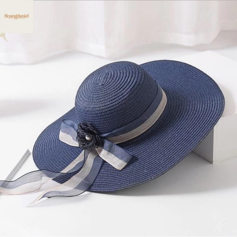 Hoangdaniel Handmade Straw Beach Hats, Elegant Wide-brim Sun Hats ...