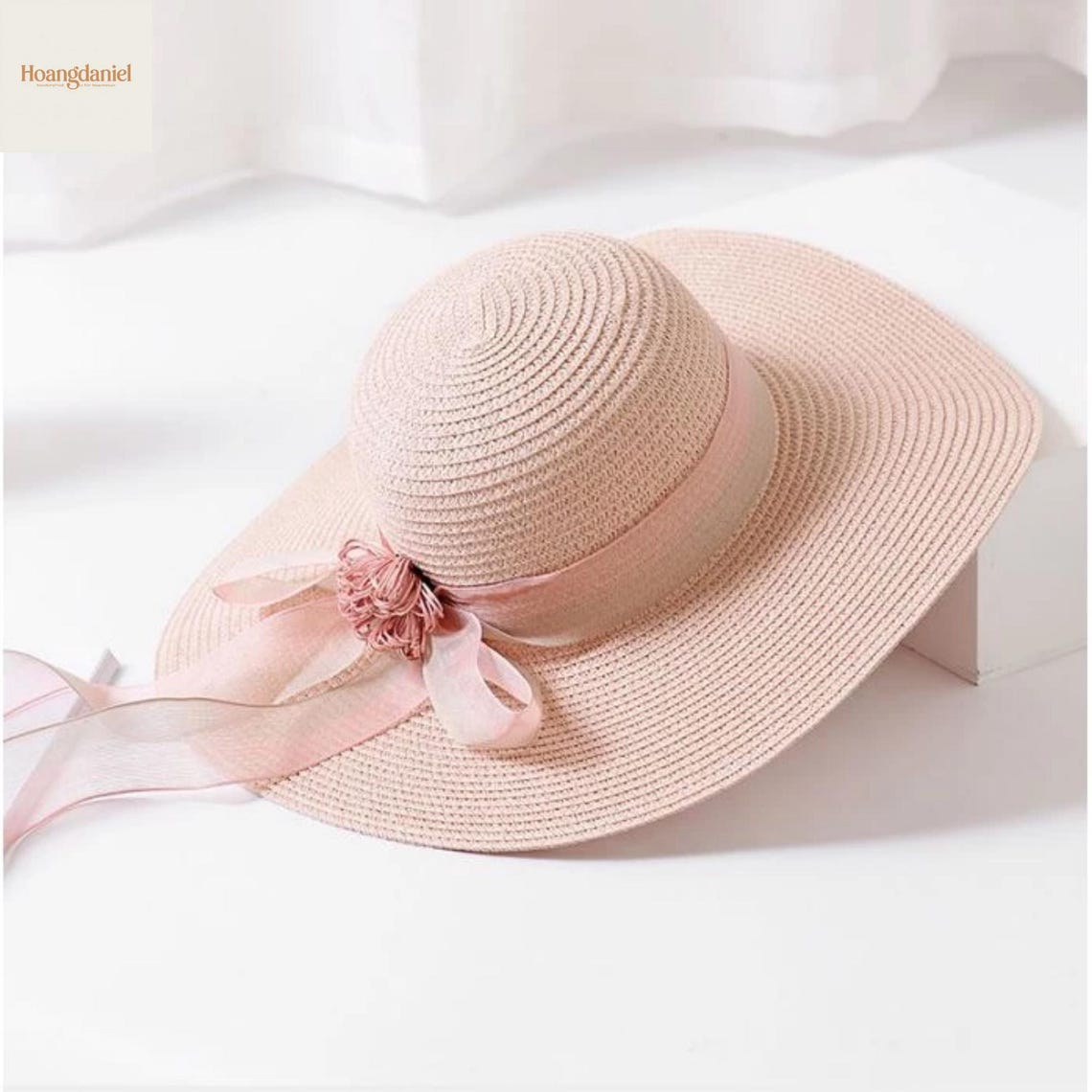 Hoangdaniel Handmade Straw Beach Hats, Elegant Wide-brim Sun Hats ...