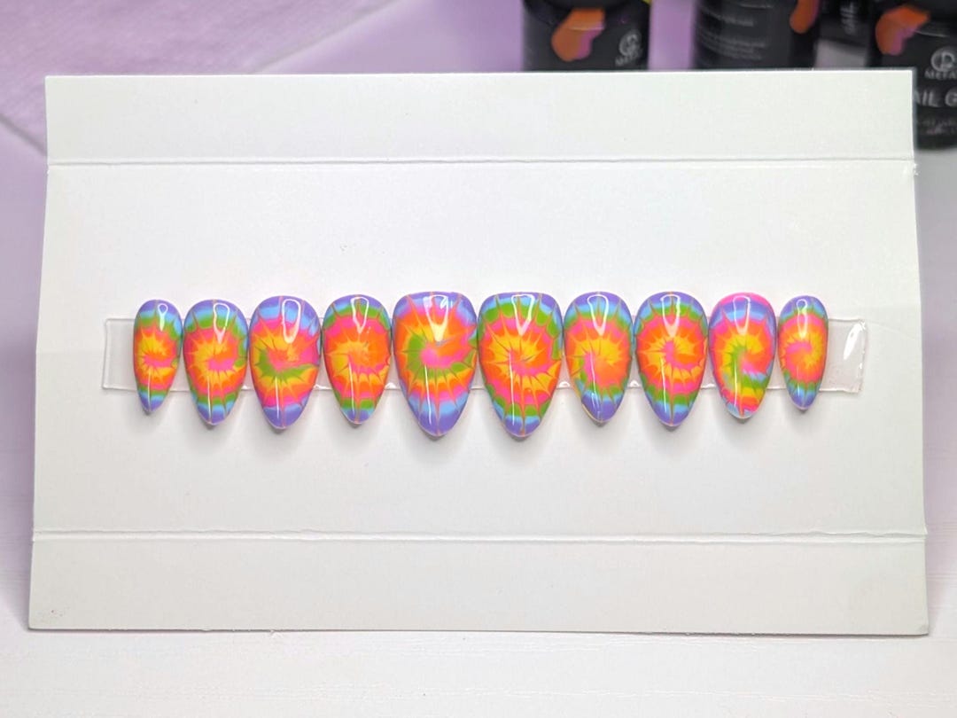 Tie Dye Press on Nails - Etsy