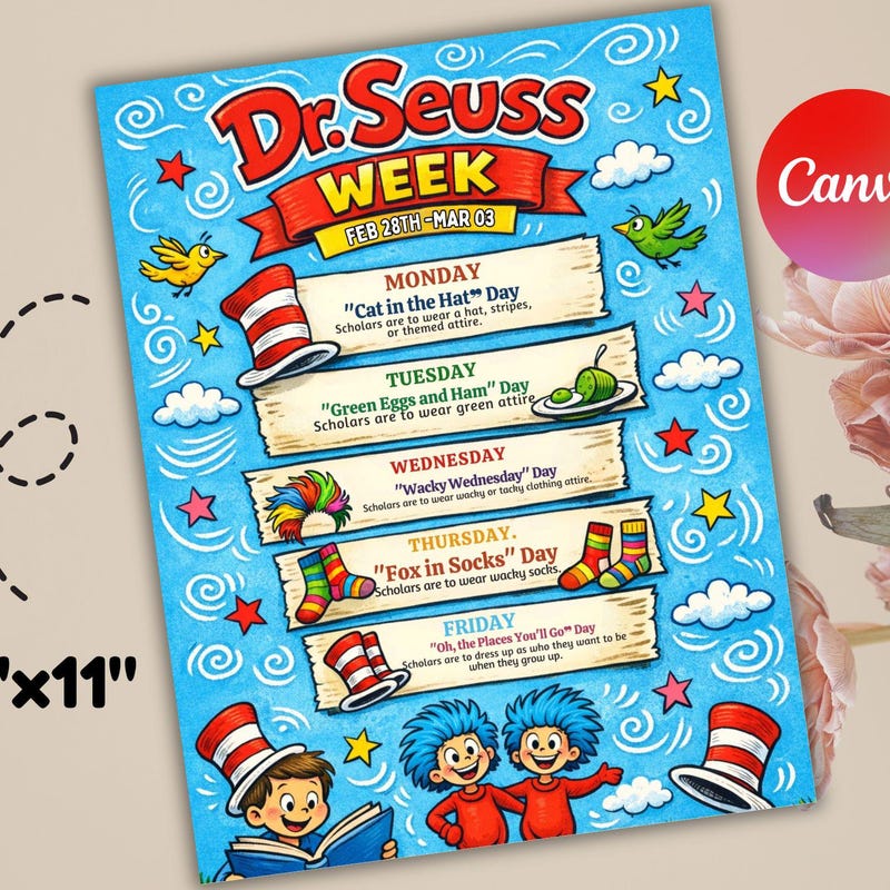Dr. Seuss Flyer Template - Etsy
