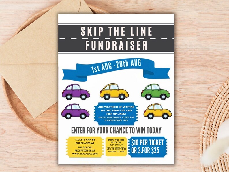 Skip the Line Fundraiser Flyer Template, Sports Fundraiser Idea, School ...