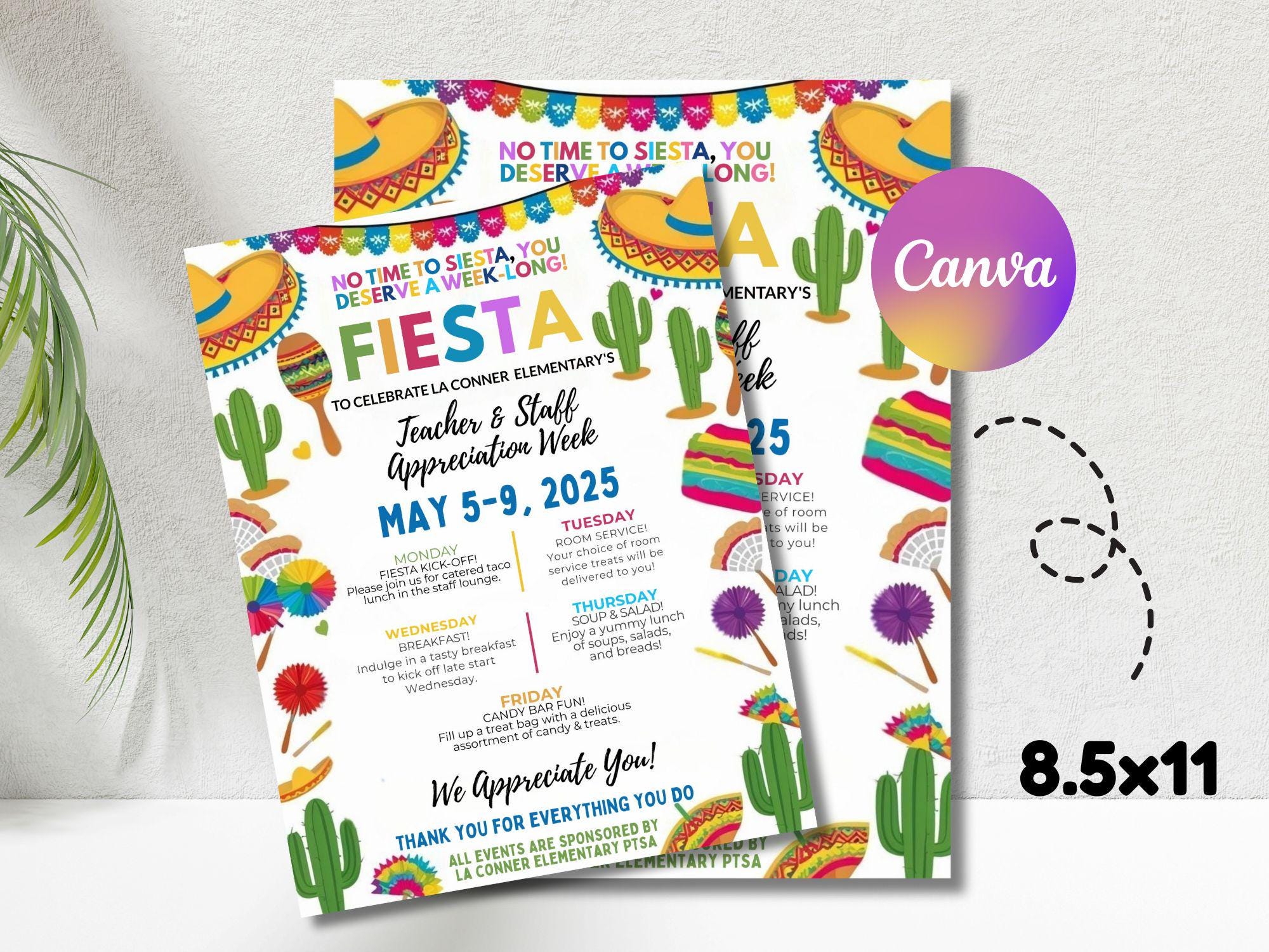Editable Mexican Fiesta Theme Teacher & Staff Appreciation Theme Cinco ...