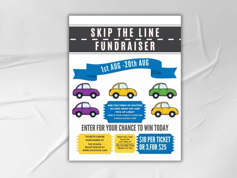 Skip the Line Fundraiser Flyer Template, Sports Fundraiser Idea, School ...