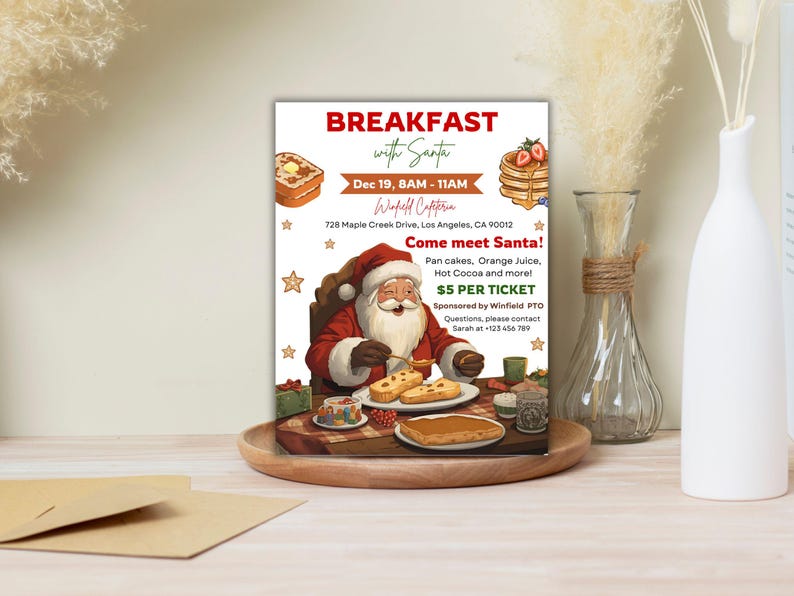 Editable Christmas Breakfast with Santa Flyer | Holiday Brunch ...