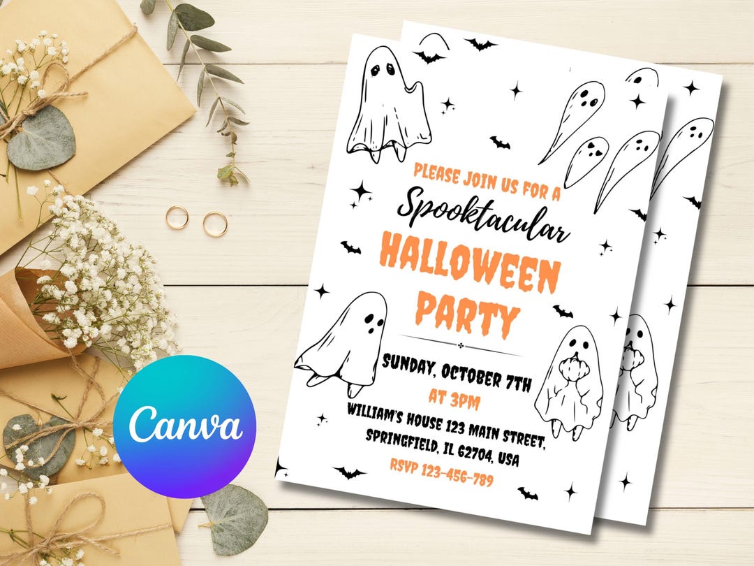 Editable Halloween Birthday Invitation, Halloween Ghost Invitation ...
