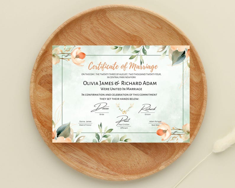 Printable Modern Marriage Certificate, Editable Marriage Certificate ...