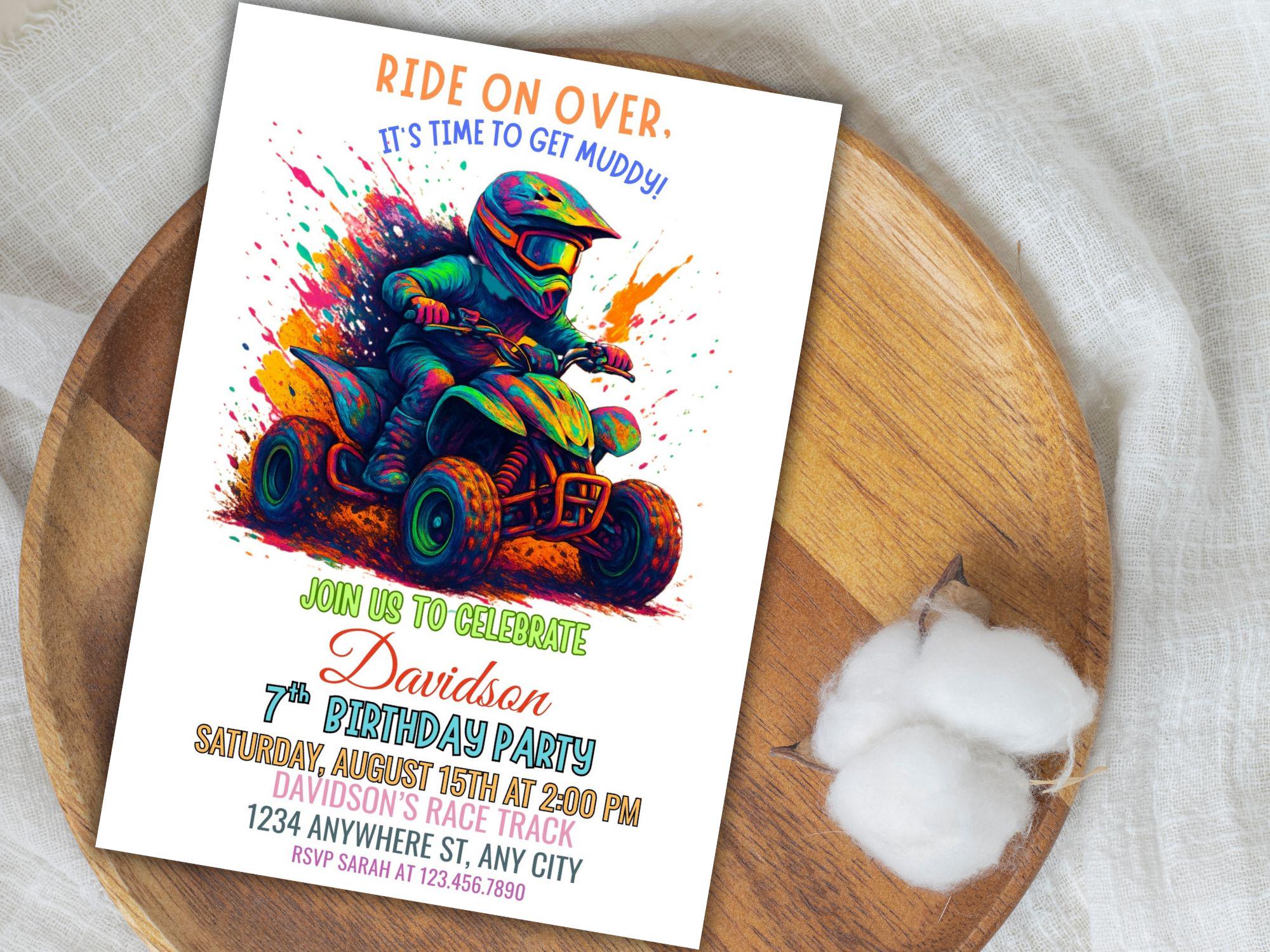 Editable ATV Quad Bike Birthday Party Digital Template Off-road ...