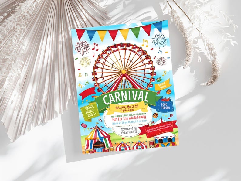 Editable Spring Carnival Flyer Canva Template, Circus Party Invite ...