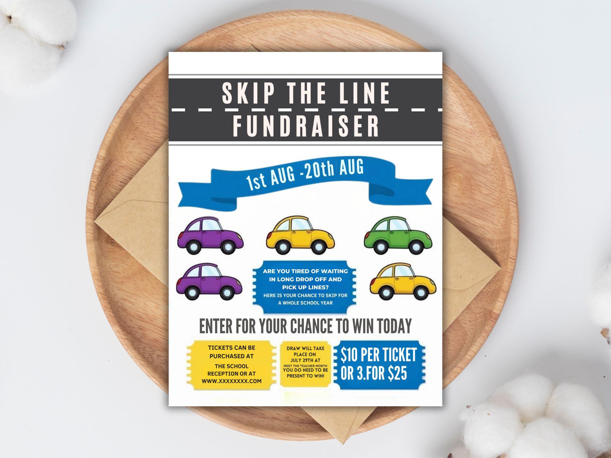 Skip the Line Fundraiser Flyer Template, Sports Fundraiser Idea, School ...