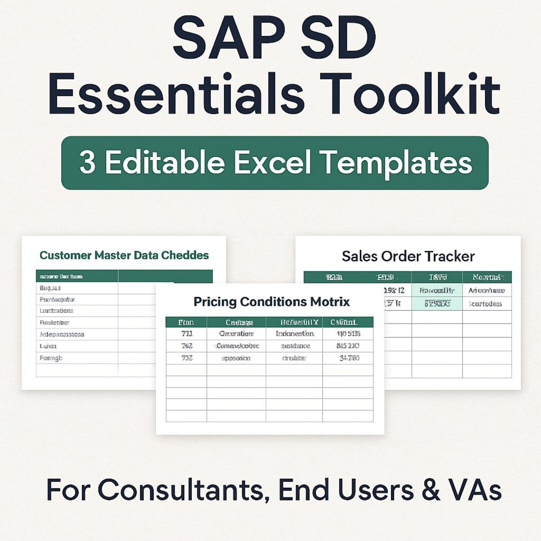 SAP SD Essentials Toolkit | Editable Excel Templates for SAP Sales ...