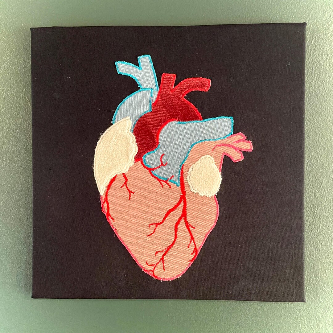 Anatomical Heart Textile Wall Hanging | Thrifted Materials - Etsy