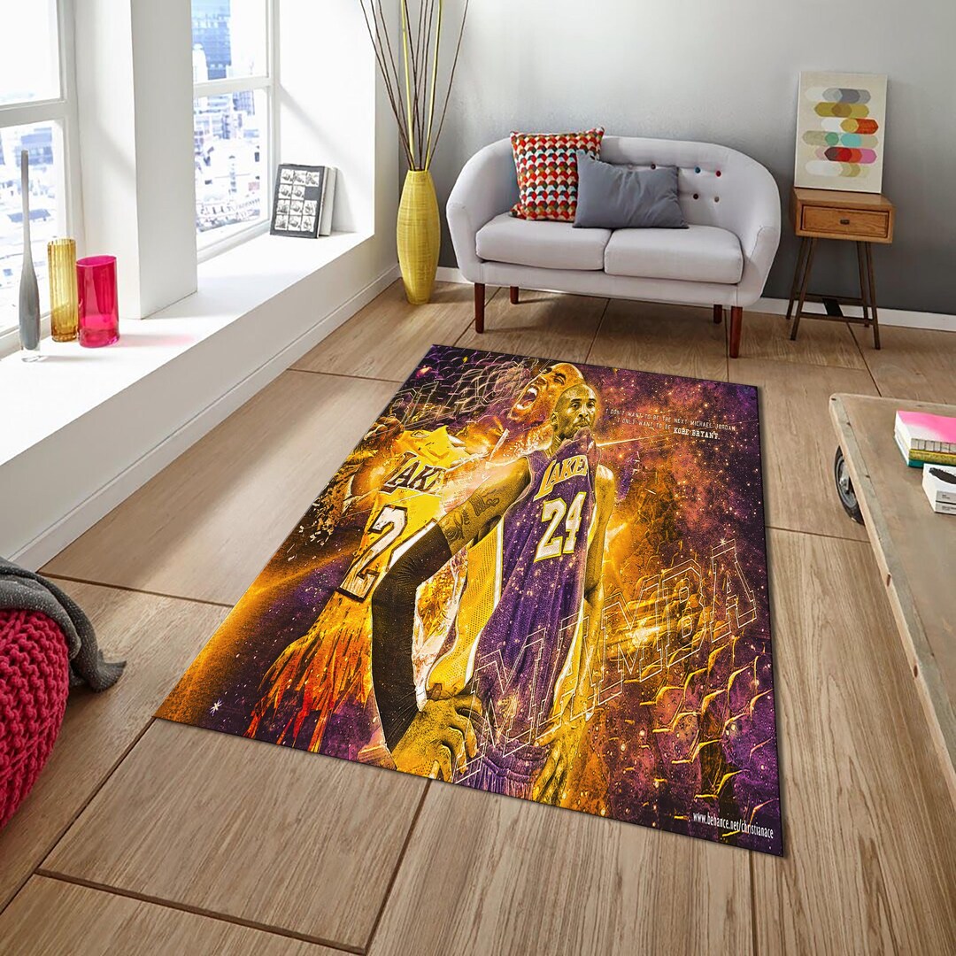 Kobe Bryant Rug, Basketball Rug Art, Lakers, NBA Rug, Sports Rug ...