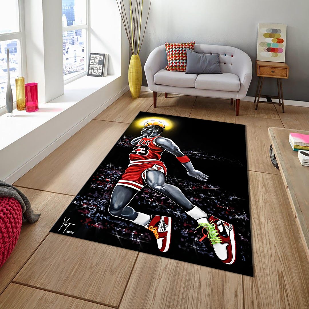 Jordan Rug, Basketball Rug Art, NBA Rug,sports Rug,bedroom Decor,gift ...