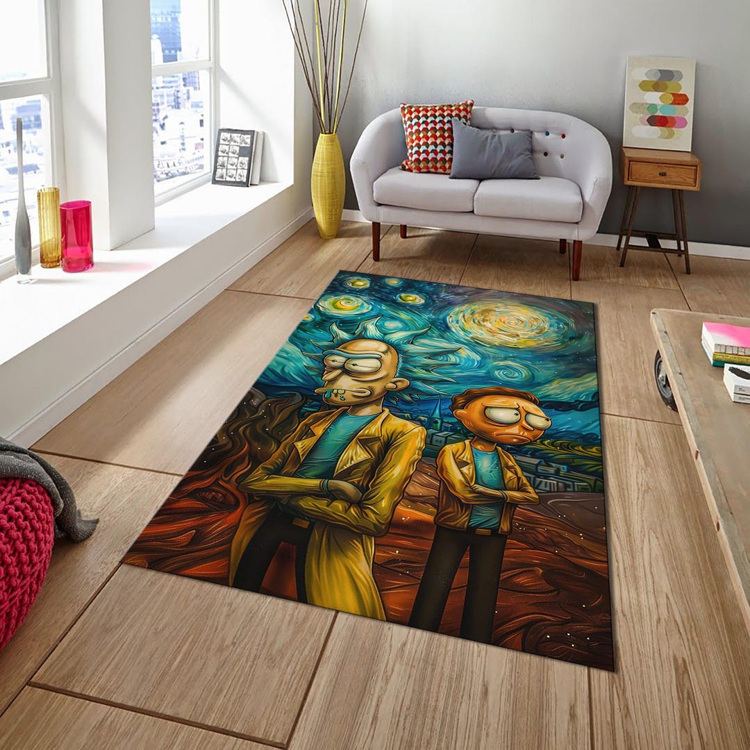 Rick and Morty Rug, Rick and Morty Artwork, Entryway Rug,cartoon Rug ...
