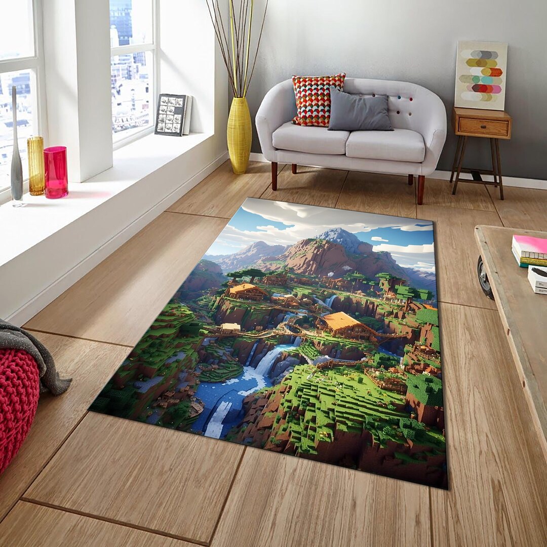 Minecraft Inspired Home Decor Rug,kids Room Mincraft Rug,children Room ...
