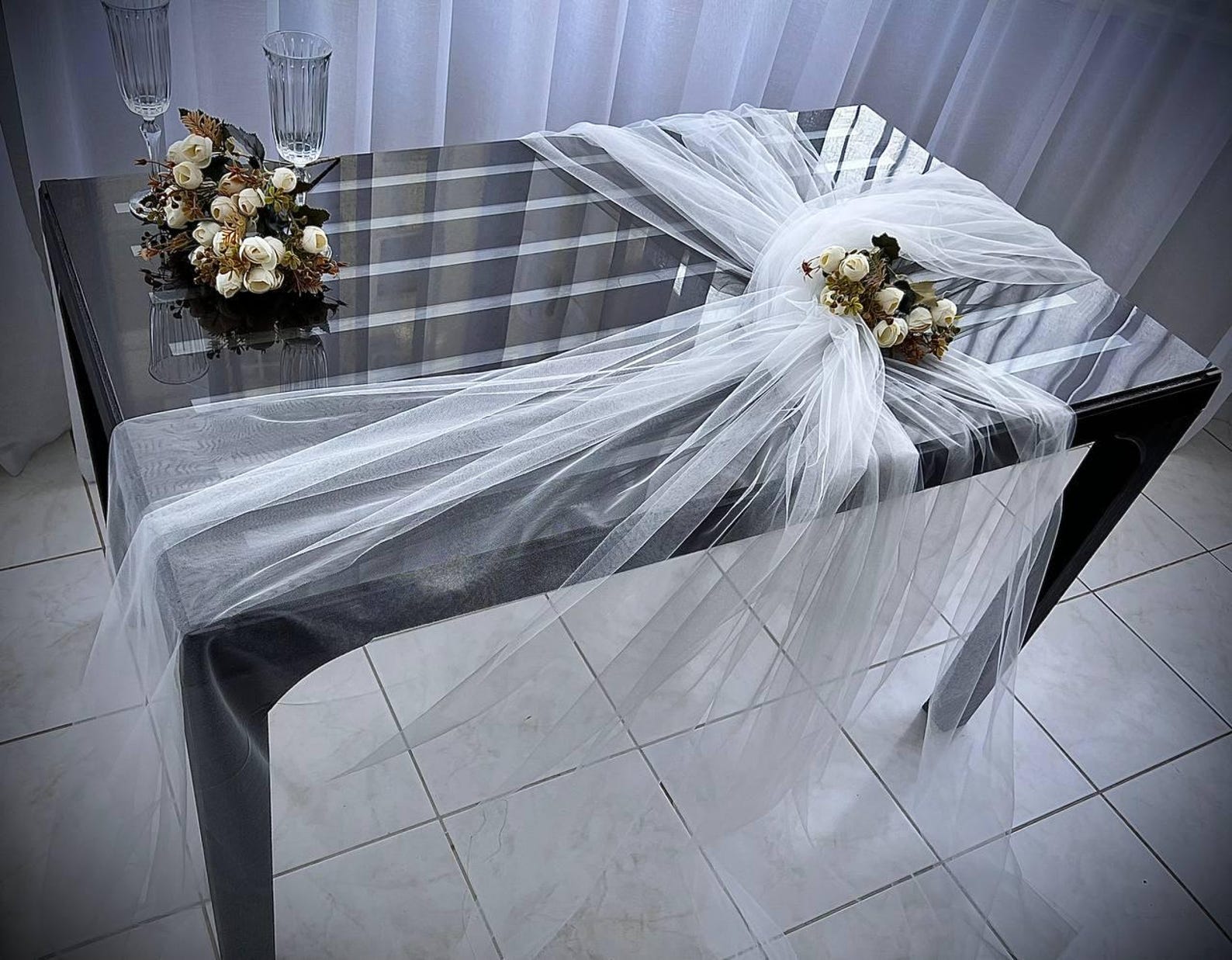 Romantic White Tulle Wedding Table Runner - Etsy
