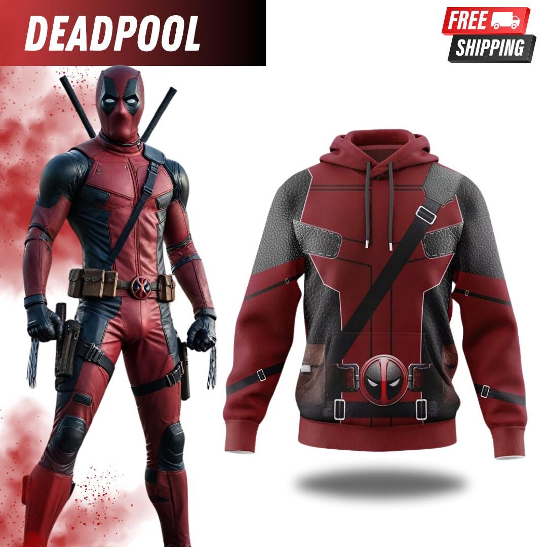 Marvel Deadpool 3 Cosplay Hoodie Deadpool 3D Printed Pullover Hoodie ...