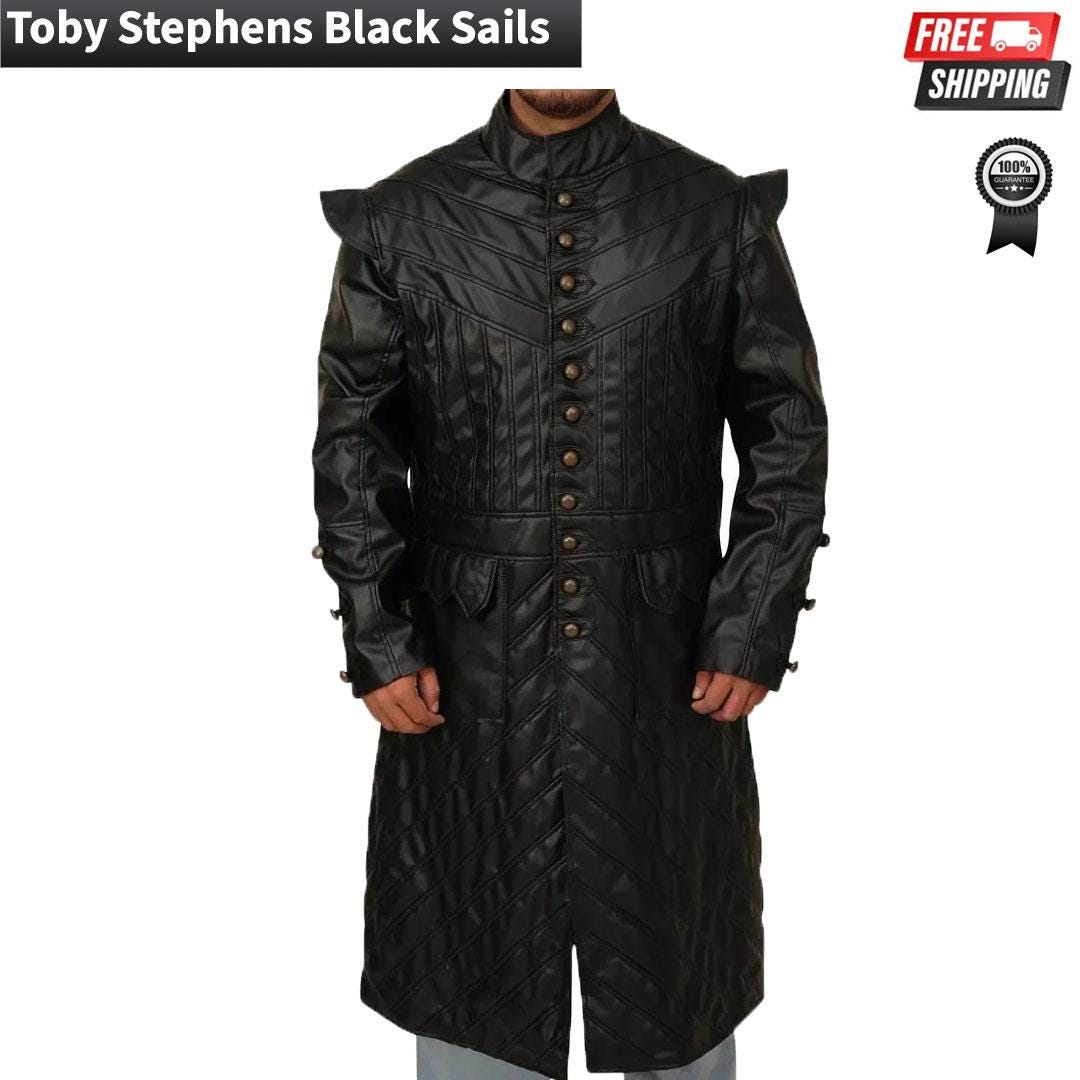 Handmade Pirate Captain Trench Coat – Black Sails Flint Cosplay Costume ...
