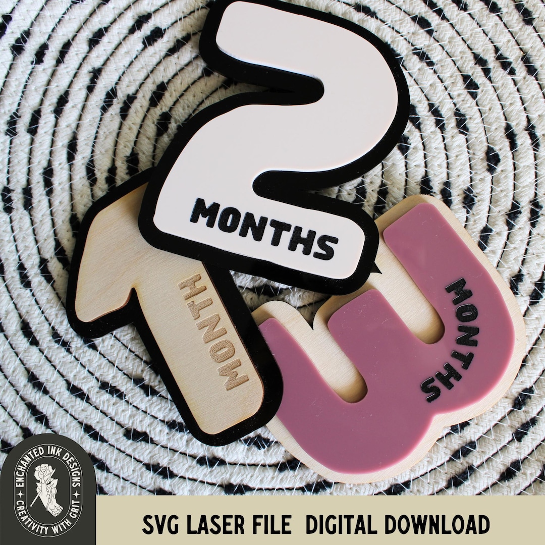 SVG Laser File Retro Block Numbers Baby Milestones Photo Prop - Etsy