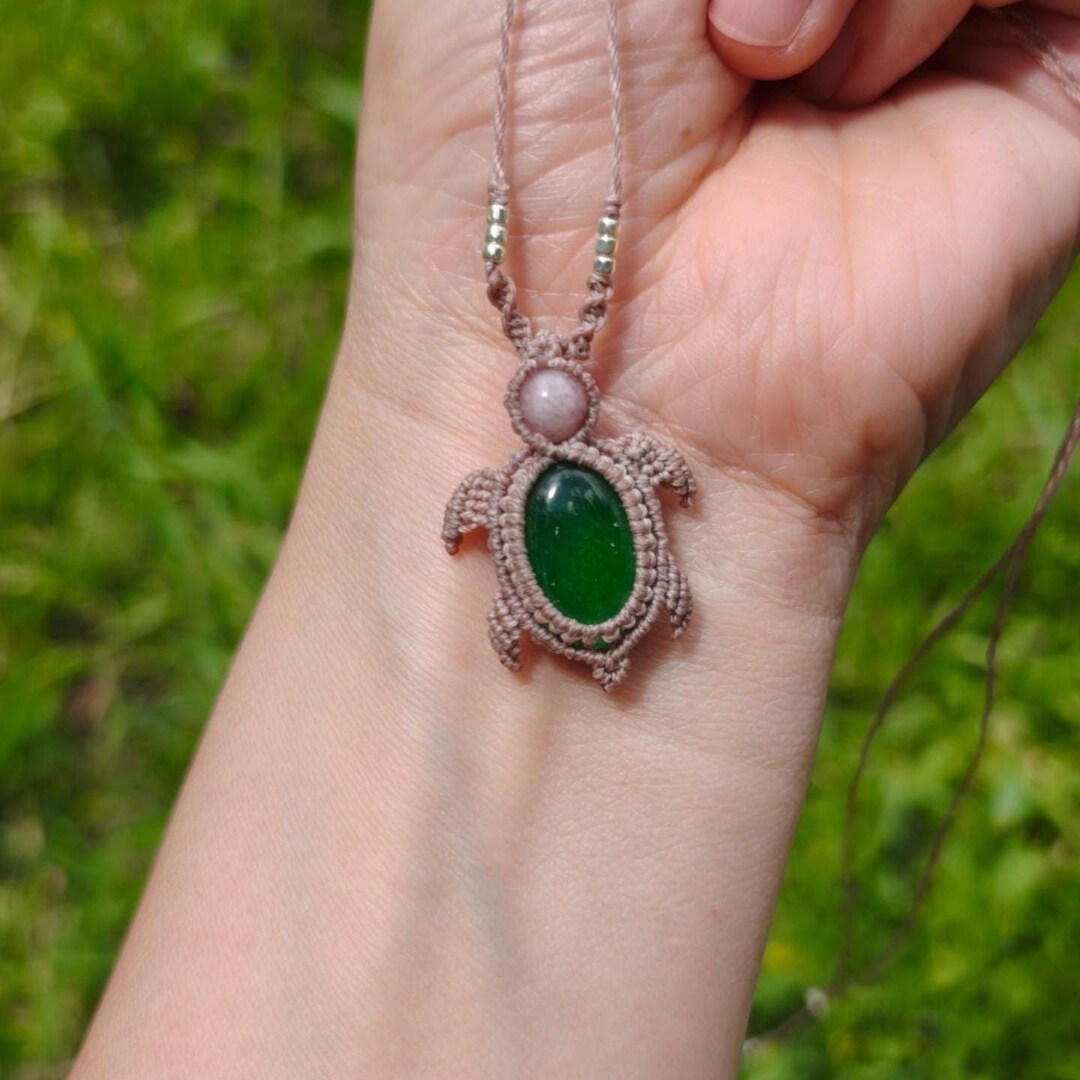 Handmade Macrame Sea Turtle Pendant Necklace – Boho Beach Jewelry With ...